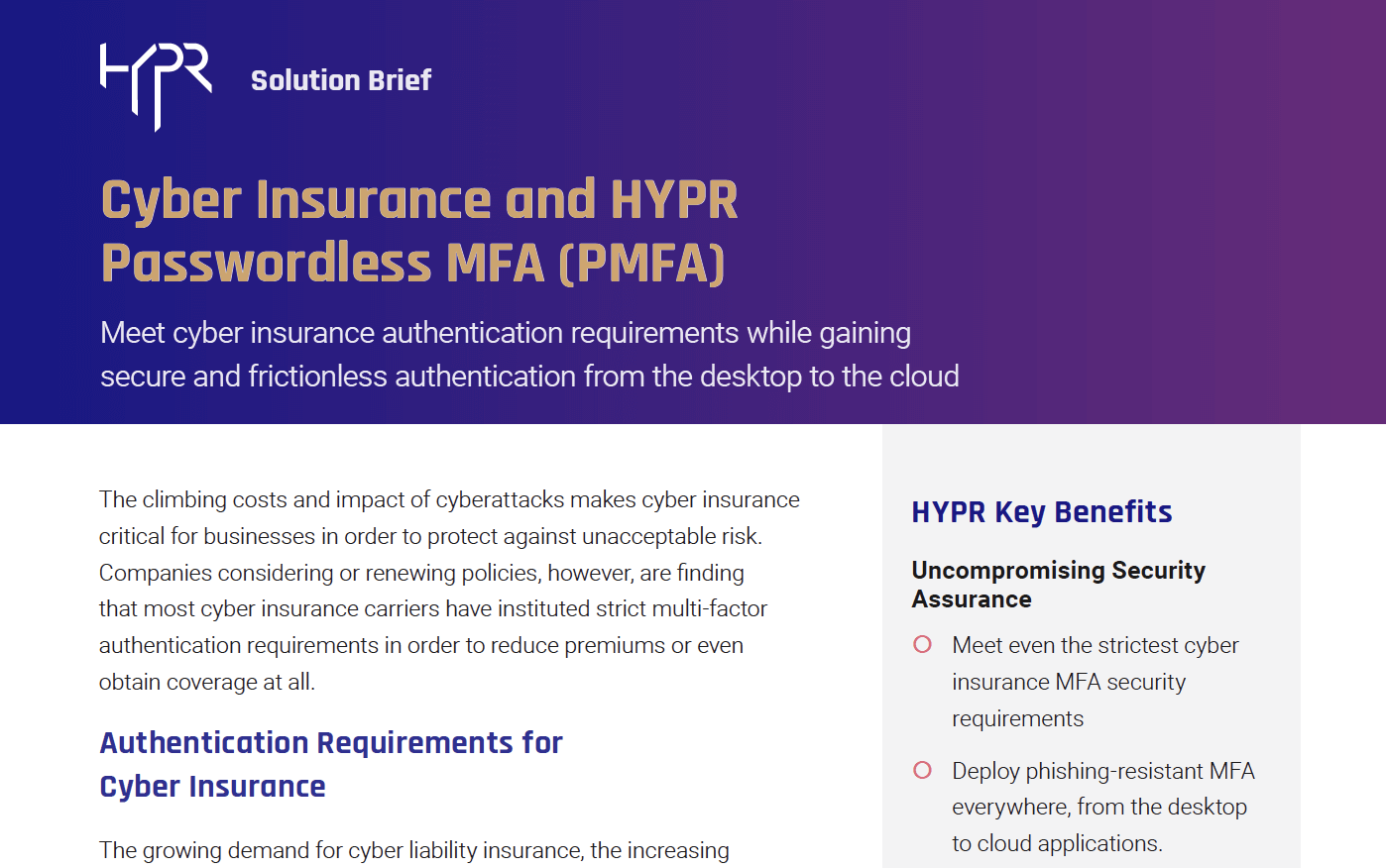Cyber Insurance Solution Brief | HYPR